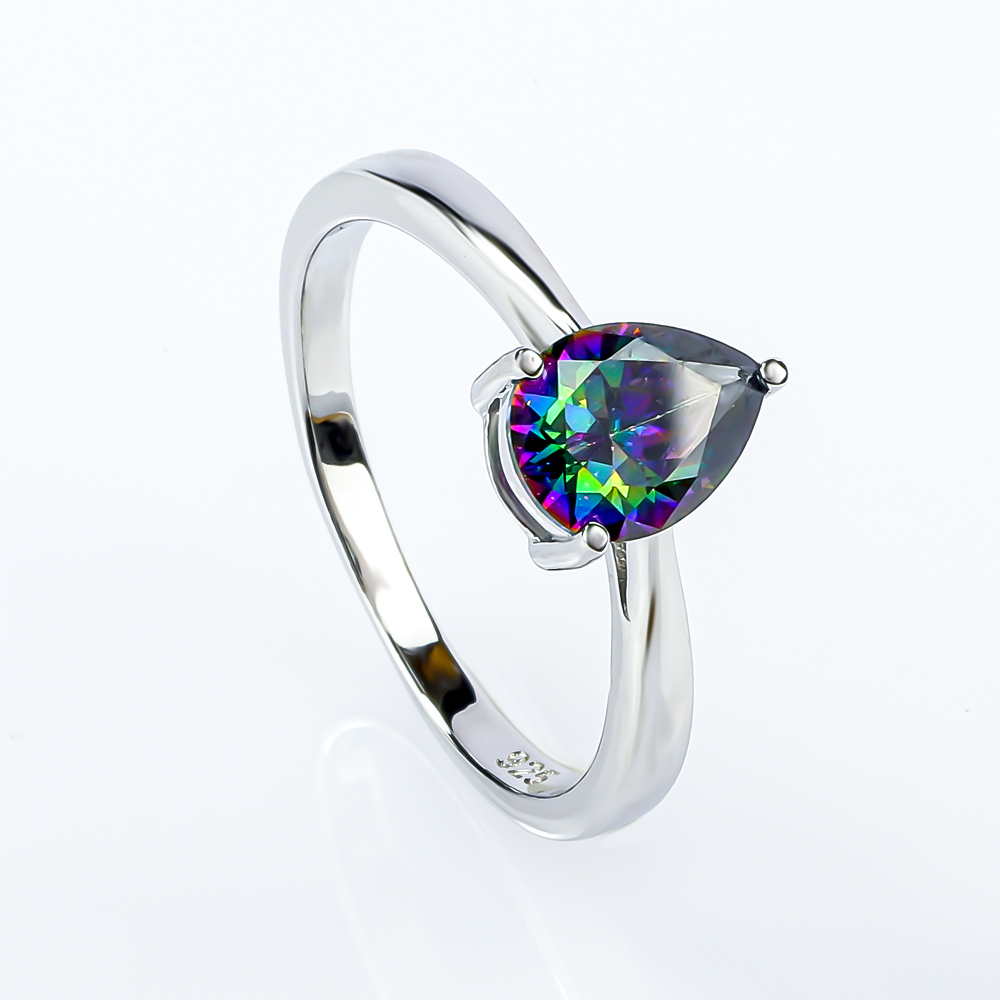 Anillo de Compromiso en Plata con Topacio Mistico